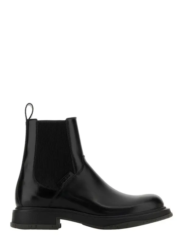 Gucci Leather Ankle Boots With Elastic Side Panels - Black