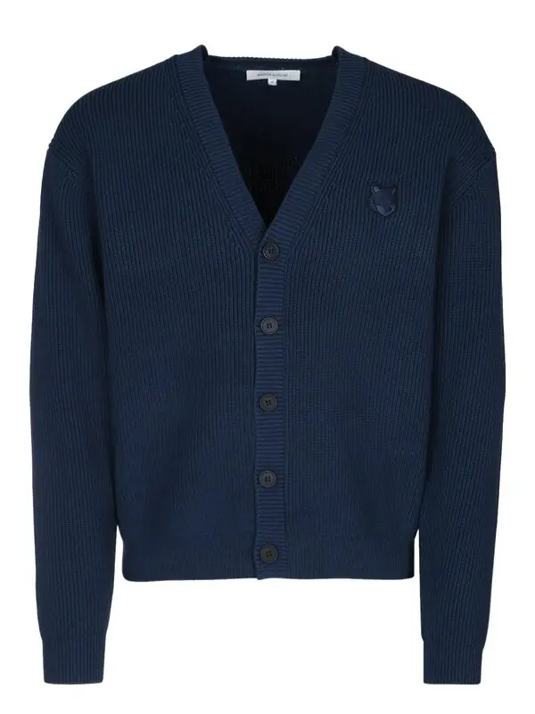 Maison Kitsuné Cotton-polyamide Knit Cardigan - Inkblue