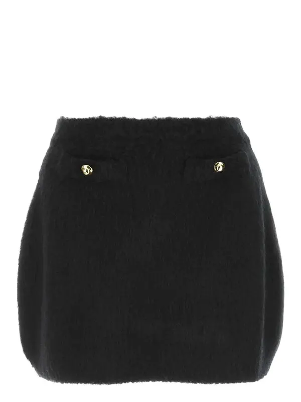 Miu Miu Stretch Wool Blend Mini Skirt - Black