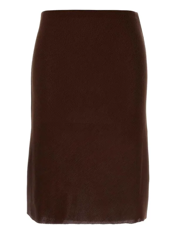 Miu Miu Silk Midi Skirt - Brown