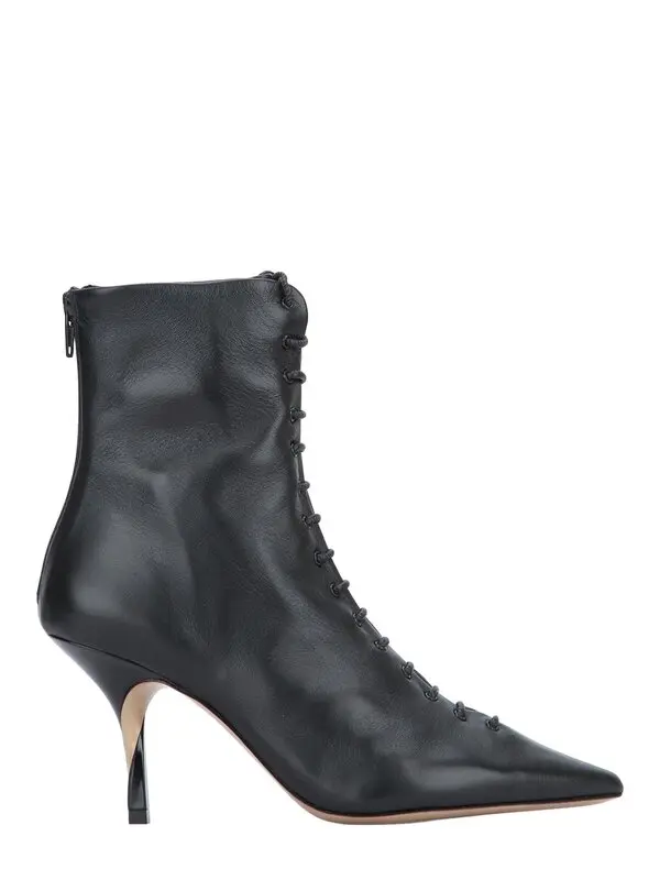Jacquemus Lace-up Leather Ankle Boots - Black