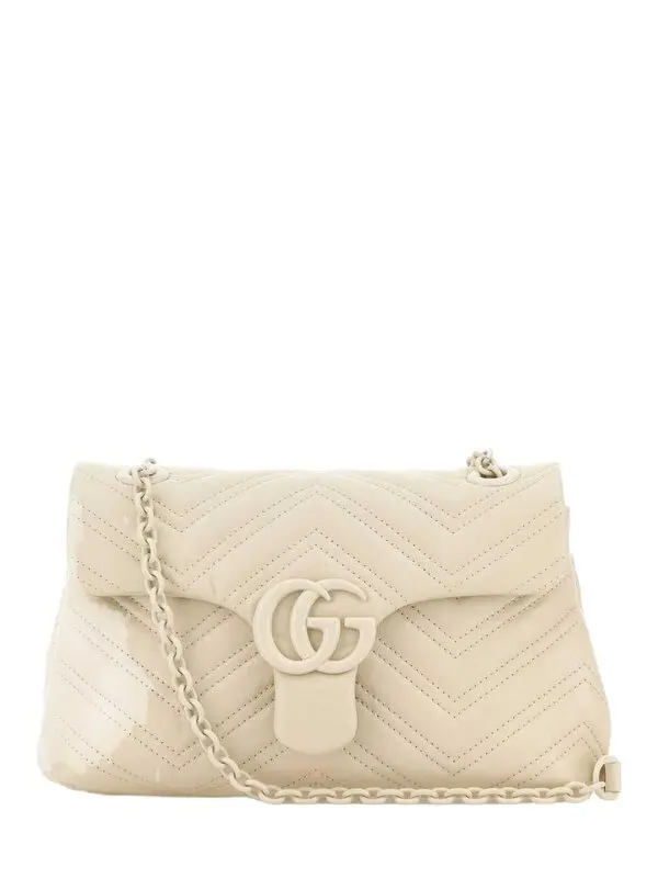 Gucci Mini Gg Marmont Nappa Leather Shoulder Bag With Adjustable Strap - White