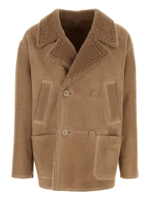 Fendi Shearling Double-breasted Jacket - Camel