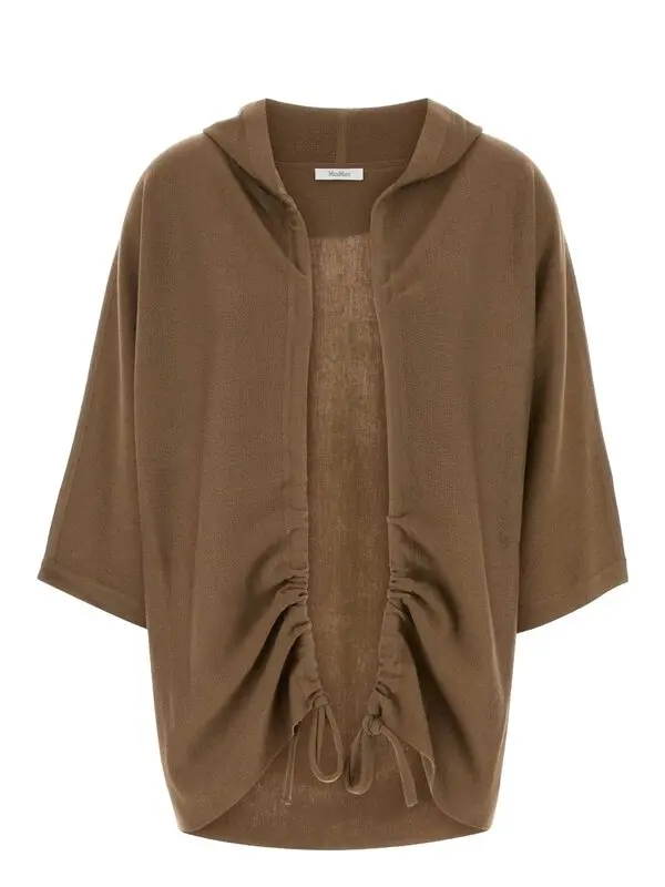 Max Mara Wool Cardigan With Drawstring Detail - Brown