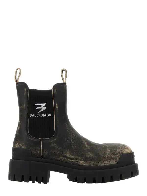 Balenciaga Leather Chelsea Ankle Boots - Black