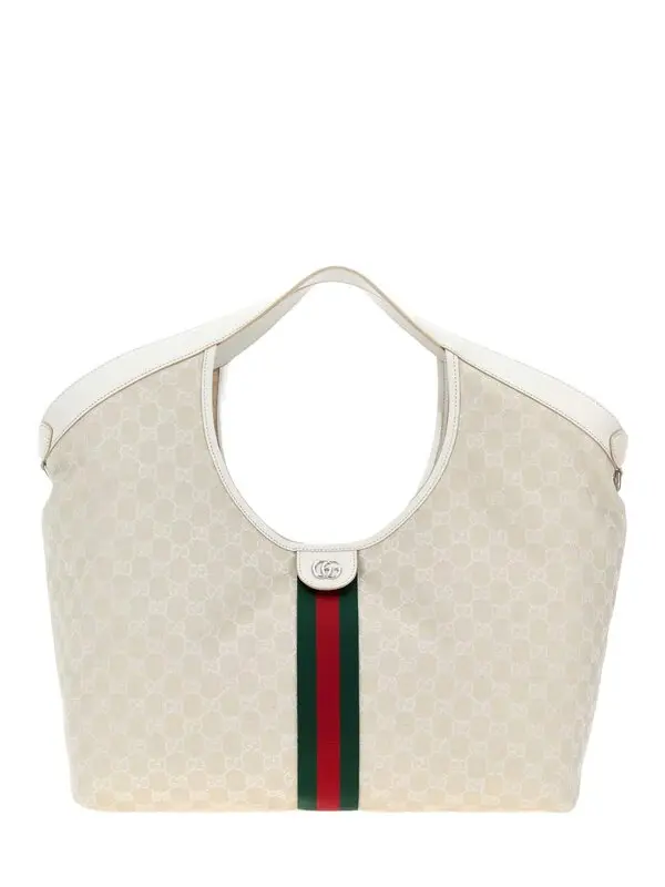 Gucci Large Gg Fabric Shopping Handbag - White