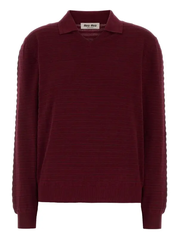 Miu Miu Embroidered Cotton Polo Shirt - Stripped