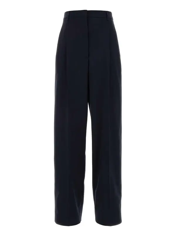 Miu Miu Stretch Wool Wide-leg Trousers - Blue