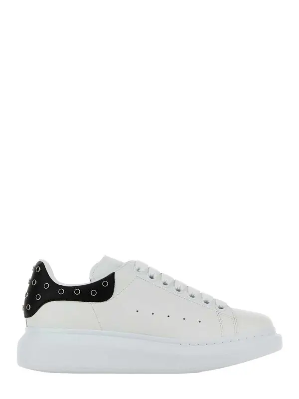 Alexander McQueen Leather Sneaker With Embellished Heel Detail - White