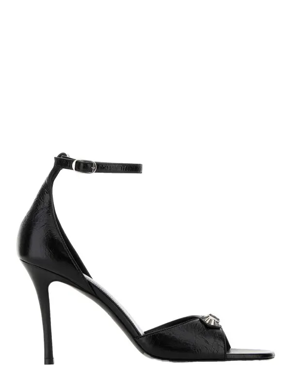 Balenciaga City Up Leather Sandals With Sculpted Heel - Black
