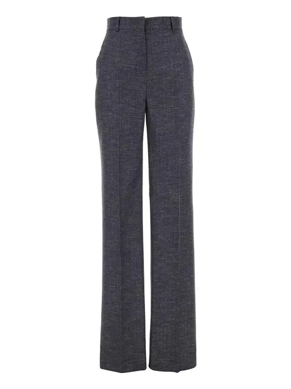 MM STUDIO Eziana" Melange Wool Blend Tailored Trousers - Blue