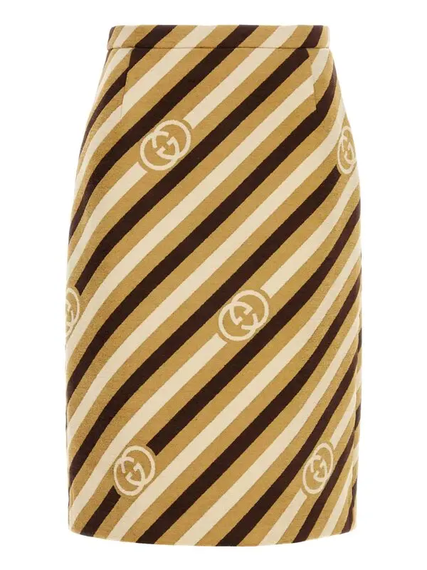 Gucci Embroidered Chenille Striped Skirt - Stripped