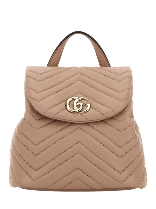 Gucci Leather Mini Gg Marmont Backpack 20 Cm - Pink