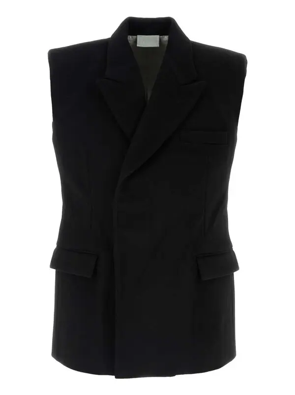 VTMNTS Sleeveless Blazer In Virgin Wool - Black