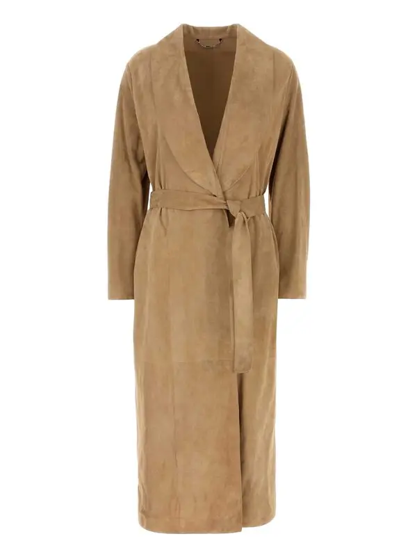 Fendi Calf Suede Trench Jacket - Camel
