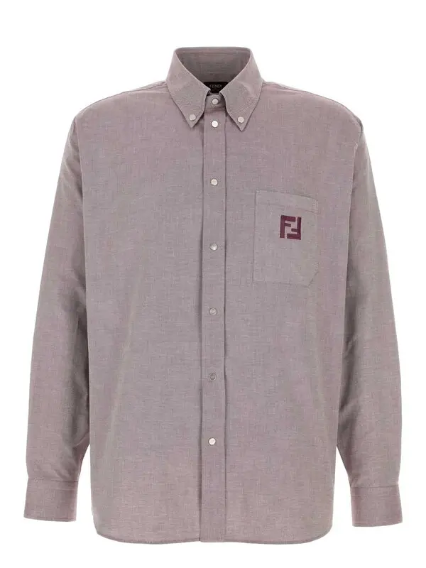 Fendi S Oxford Shirt In Cotton Poplin - Purple