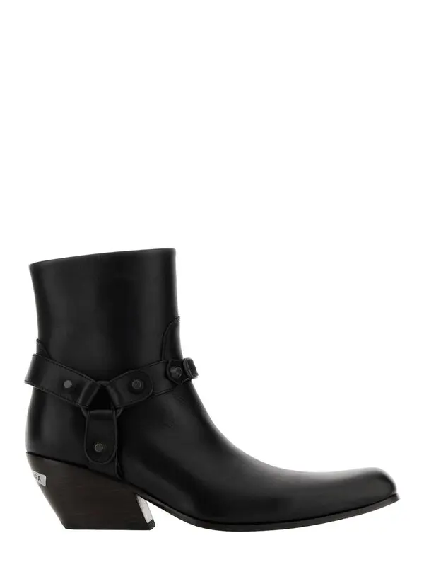 Balenciaga Memphis Leather Ankle Boots With 5.5 Cm Stacked Heel - Black