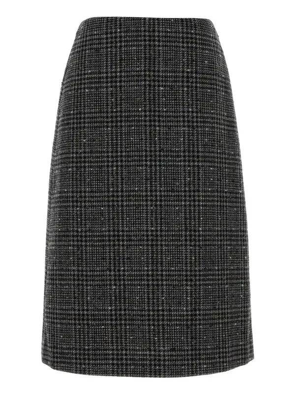 Fendi Embroidered Wool Blend Mini Skirt - Checked
