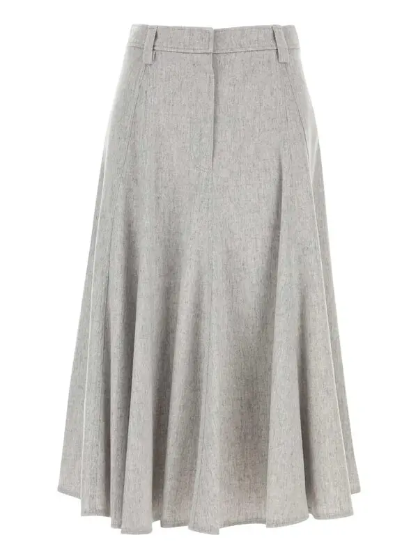 Brunello Cucinelli Brushed Wool A-line Skirt - Grey