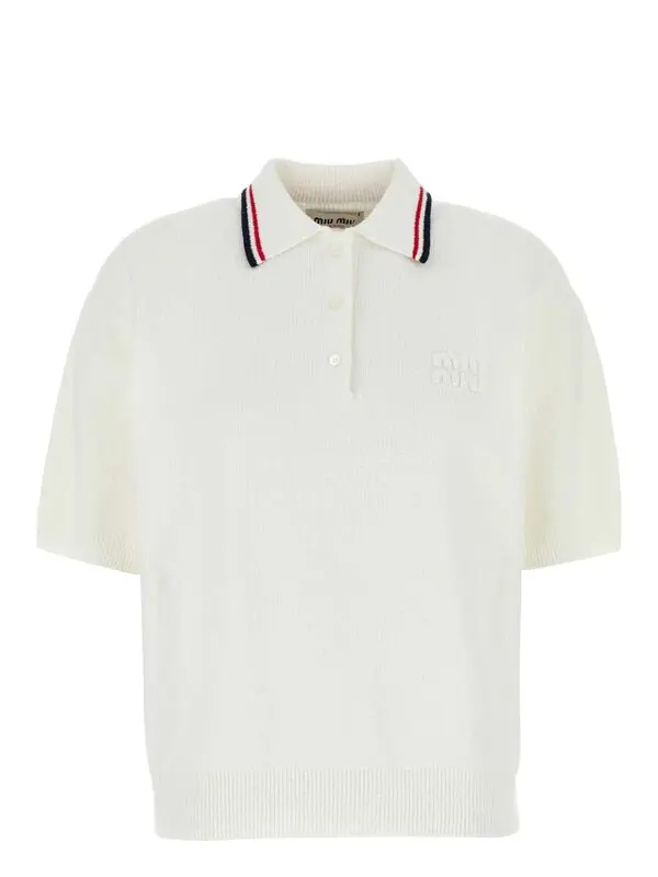 Miu Miu Stretch Terry Polo Shirt - White
