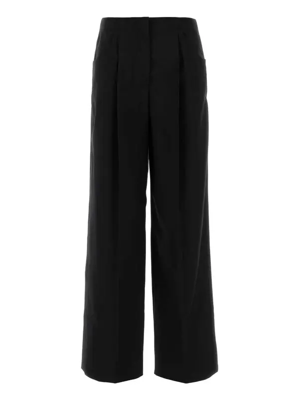 Fendi Wool-blend Wide-leg Tailored Trousers - Neutrals