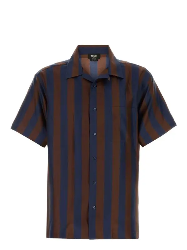 Fendi S Printed Silk Shirt - Stripped