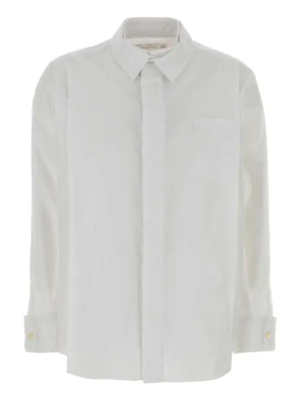 Sacai Poplin Shirt With Tie Detail - White