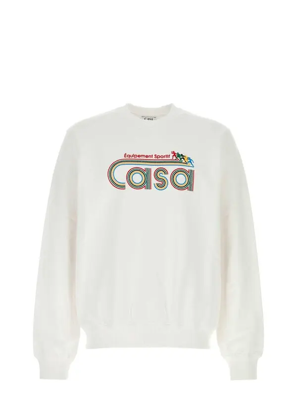 Casablanca Organic Cotton Crewneck Sweatshirt With Embroidered Logo - White