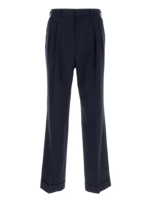 Casablanca 100% Virgin Wool Tailored Pleated Pants - Blue