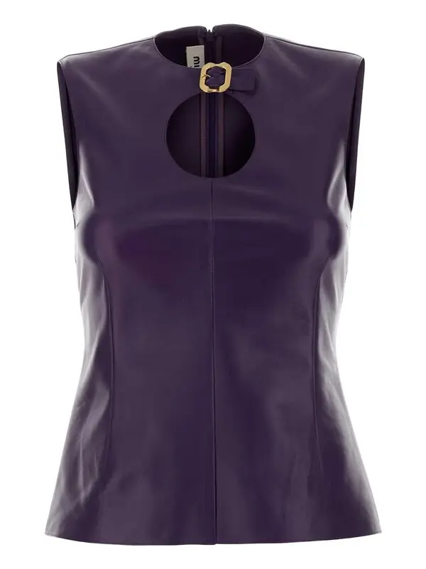 Miu Miu Lamb Leather Top - Purple