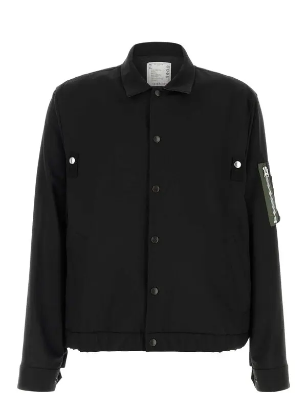 Sacai Wool-blend Twill Jacket With Cupro Lining - Black