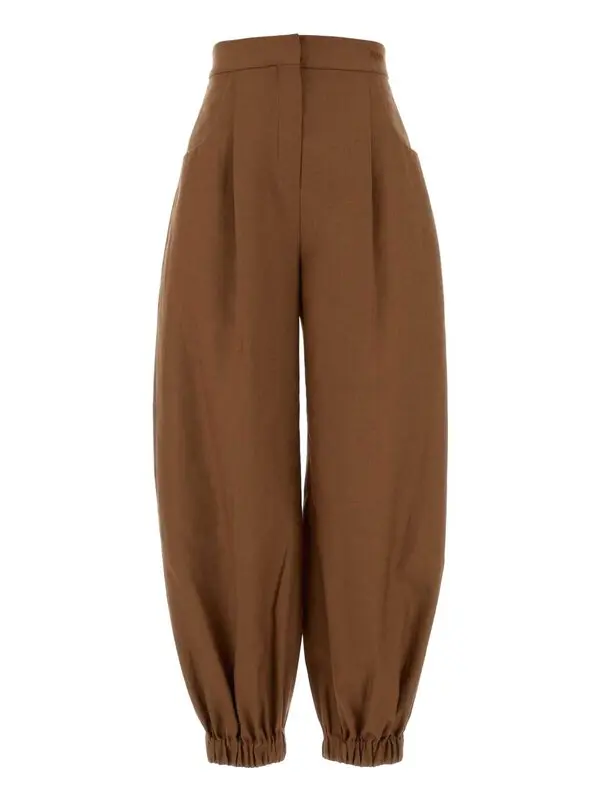 Fendi Linen-blend Wide-leg Trousers - Red