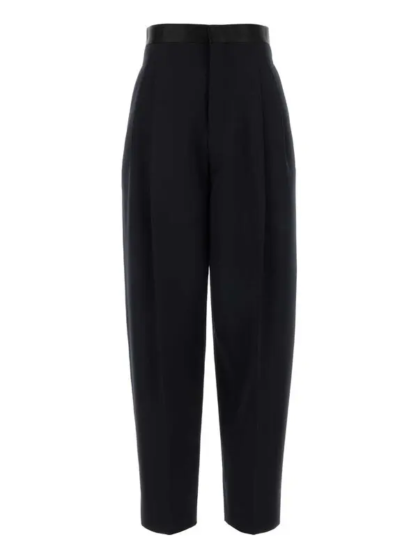 Bottega Veneta 100% Wool Wide-leg Trousers - Blue