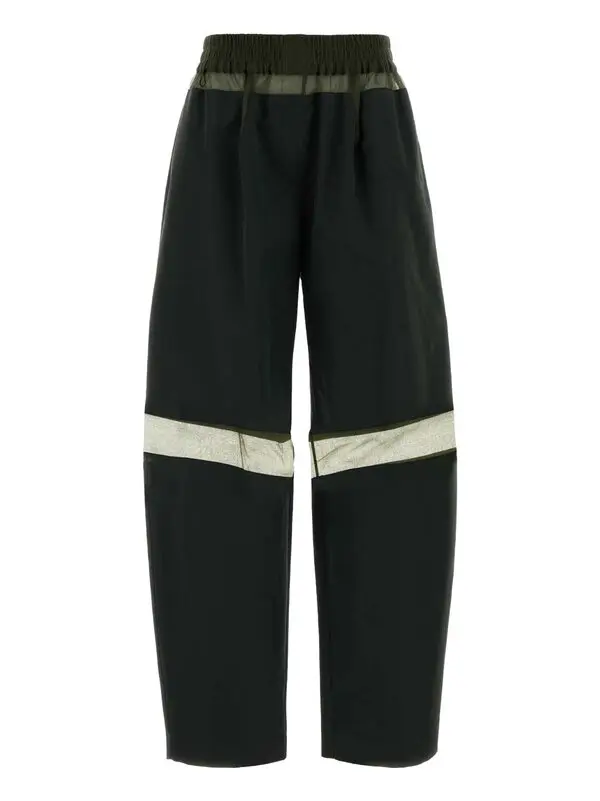 Fendi Cotton & Nylon Blend Pants With Silk Trim - Green