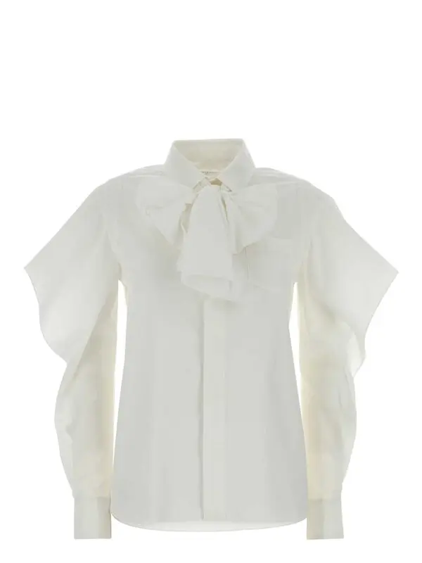 Sacai Poplin Shirt With Bow Detail - White