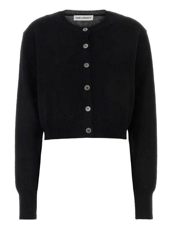 Our Legacy Linen-blend Cardigan With Merino Wool And Cotton - Black