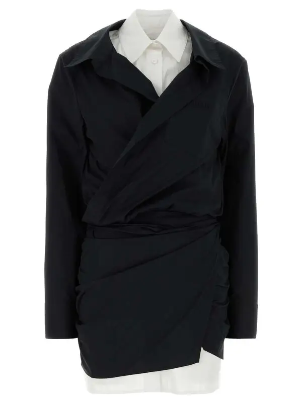 Attico Stretch Poplin Mini Dress - Black