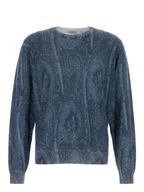 Etro Paisley Embroidered Silk-cashmere Blend Sweater - Printed