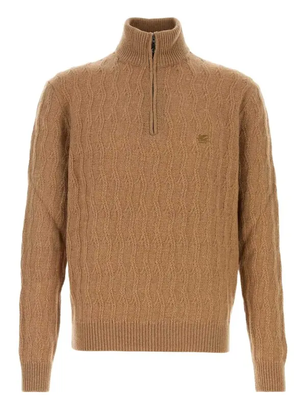 Etro Cashmere Quarter Zip Sweater - Camel