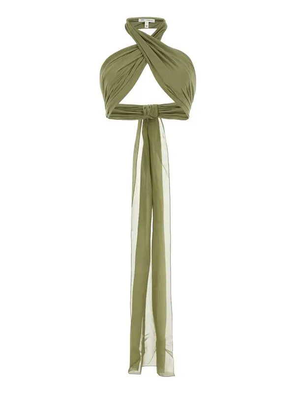 AMI Paris 100% Silk Crop-top - Green