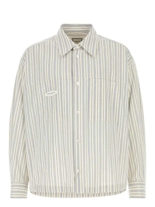 WOOYOUNGMI Embroidered Striped Cotton Shirt - Stripped