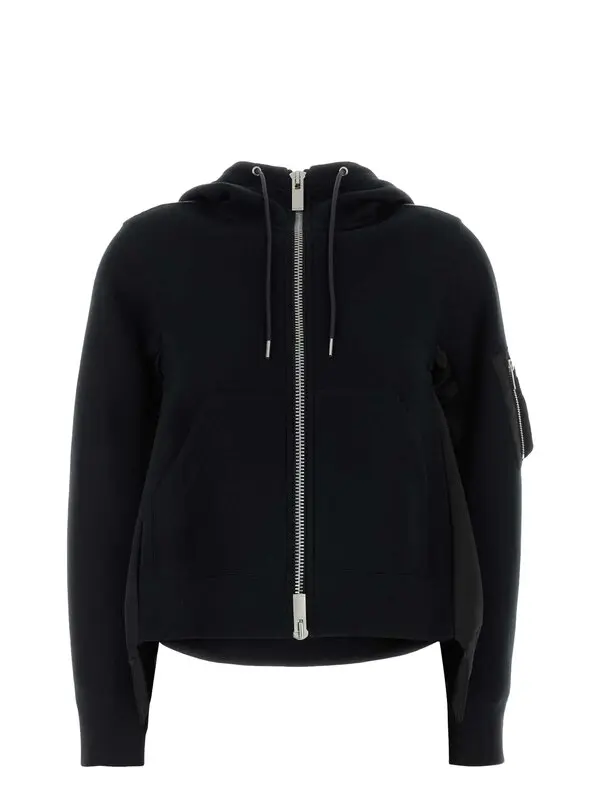 Sacai Cotton Blend And Nylon Contrast Sweatshirt - Black