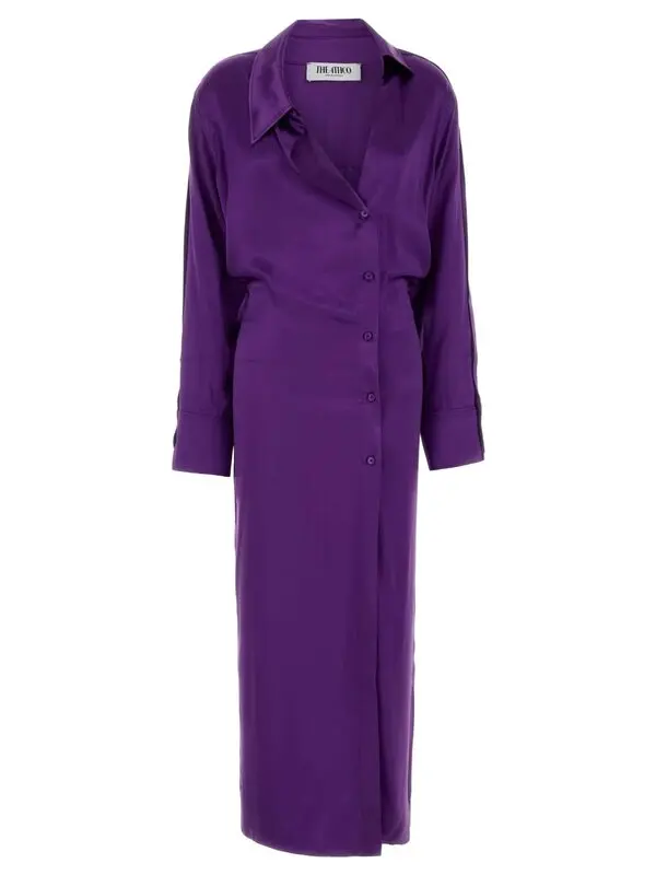 Attico Satin Shirt Dress - Purple