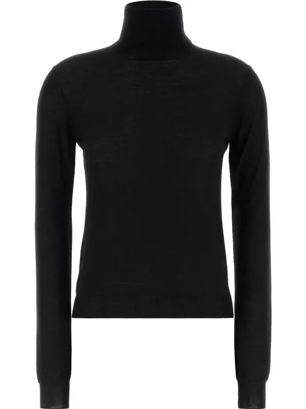 Prada Virgin Wool Knit Turtleneck Sweater - Black