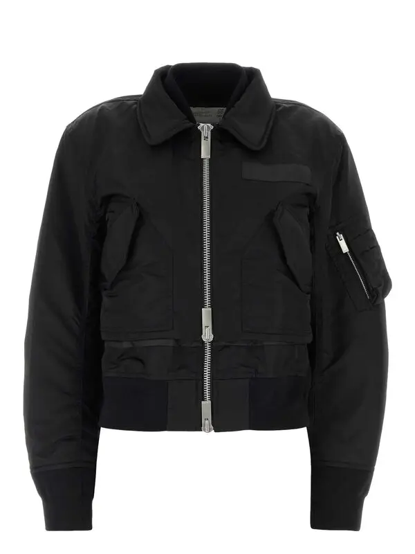 Sacai Sleek Nylon Bomber Jacket - Black