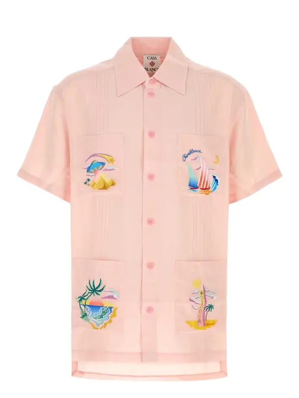 Casablanca Casual Viscose-linen Blend Shirt For - Pink