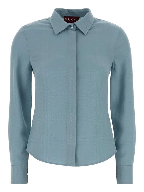 Gucci Silk Button-front Shirt - Light Blue