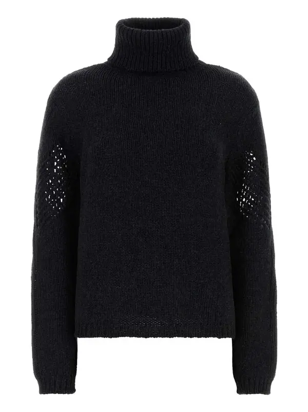 Our Legacy Merino Wool Turtleneck Sweater With Pointelle Detail - Grey