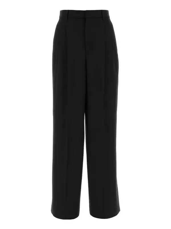 AMI Paris Wool Wide-leg Trousers - Black