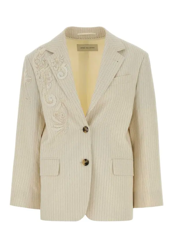 Dries Van Noten Birdy" Embroidered Cotton-blend Blazer - Stripped